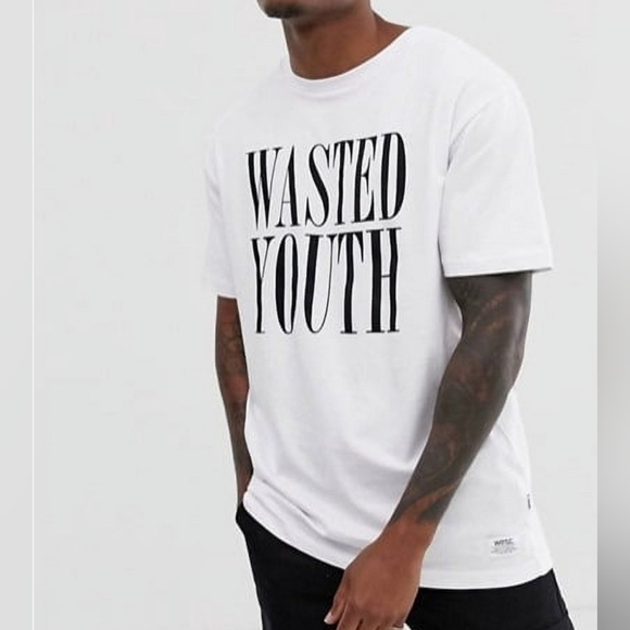 Wesc | Shirts | Wesc White Retro Fit Mason Wasted Youth Graphic Tshirt ...